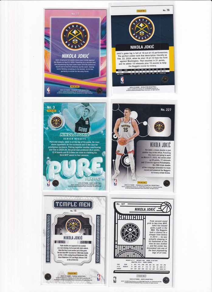 Nikola Jokic Card Lot – 6 Cards – Hoops, Revolution - FREE Shipping | eBay