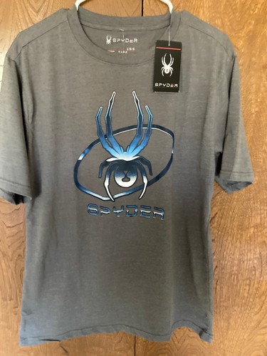 Spyder Men's Active Short Sleeve Tee T - Shirt in Dark Heather Gray Sz ...