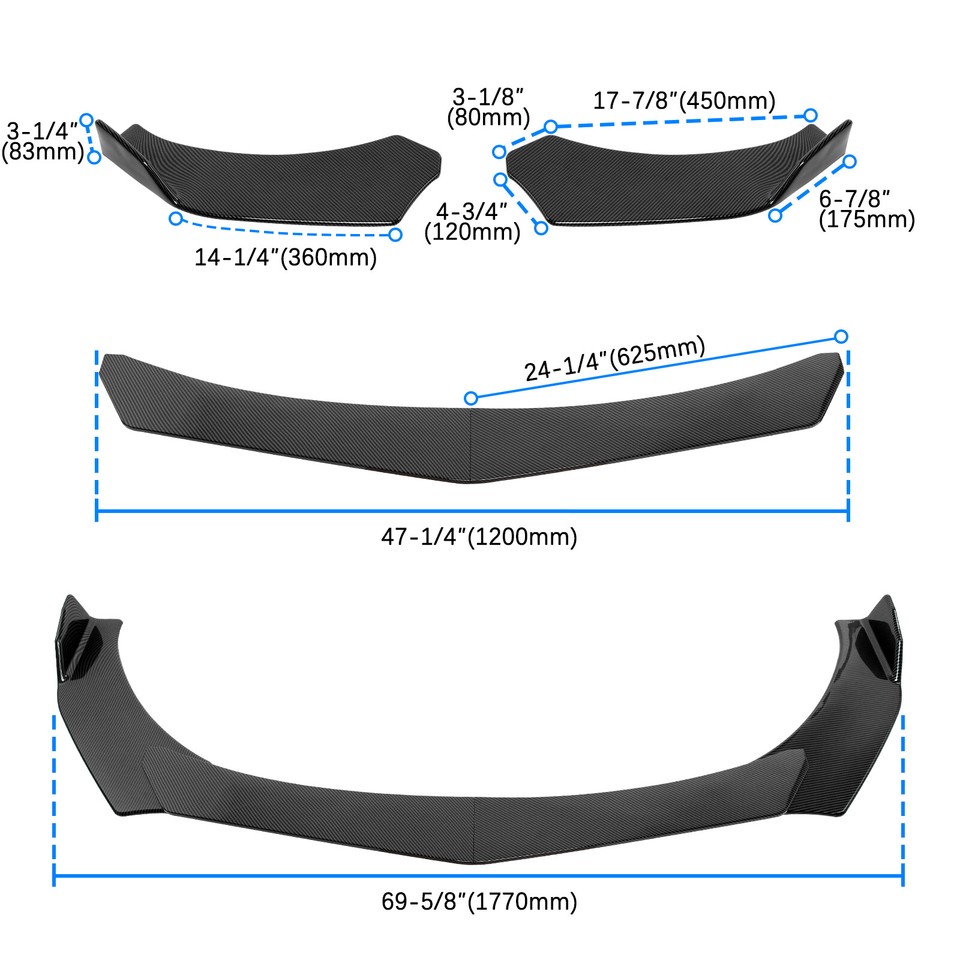For Chevrolet Sonic RS Spark Carbon Fiber Front Bumper Splitter Spoiler ...