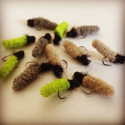 Mop Flies, Brown, Dust Mop Flies, 1 Dozen Total, Trout Flies, Made in ...