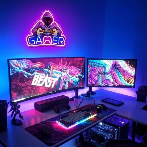 Gamer Neon Sign, UV Printed Gaming Neon Sign for Gamer Room Gamer ...