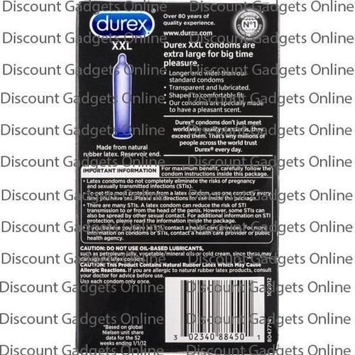 Durex XXL Lubricated Condoms 3Pk MAGNUM SIZE Larger Penis Men w ...