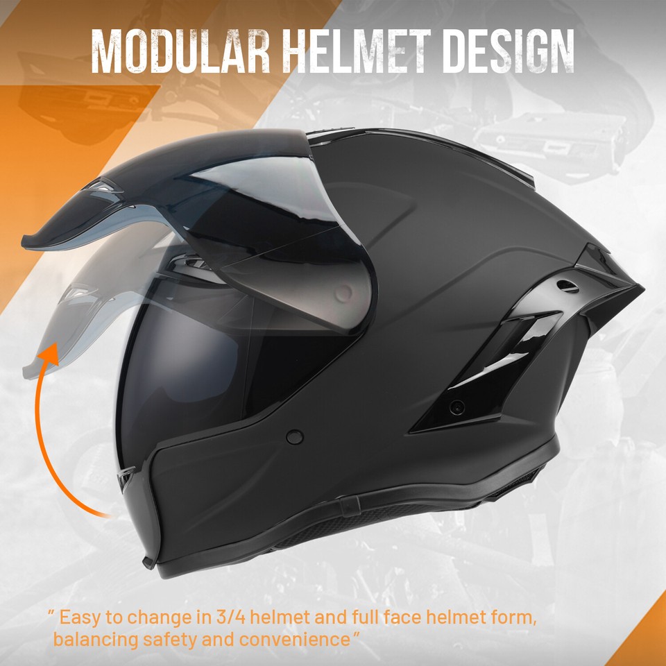 New LED Light Helmet Flip Up Full Face Dual Visor Racing DOT Motorcycle ...