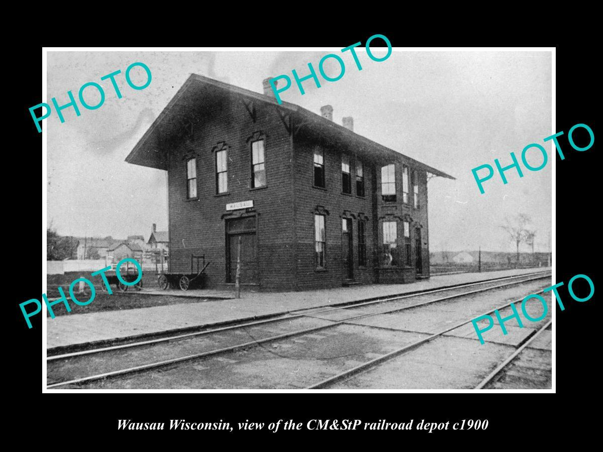 OLD 8x6 HISTORIC PHOTO OF WAUSAU WISCONSIN THE RAILROAD DEPOT STATION ...