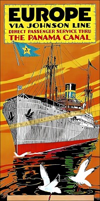Europe Via Johnson Line 1933 Thru Panama Vintage Poster Print Retro ...