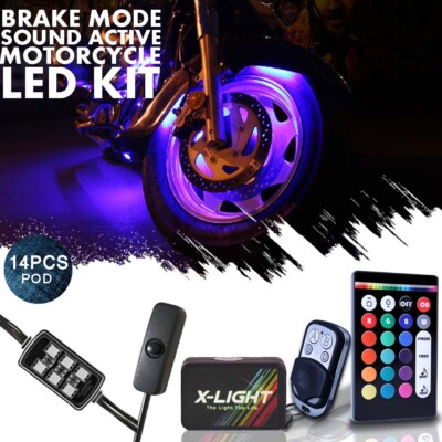 LED MOTORCYCLE ENGINE ACCENT LIGHT KIT GLOW FITS HARLEY 18 COLOR ...