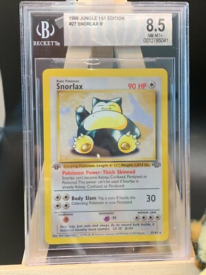 1st Edition Snorlax // BGS Near Mint 8.5 (27/64) // 1999 Pokémon Jungle ...