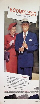VINTAGE 1950s Print Ad ~ Botany Brand 500 Men's Suits ~ Tailored by ...