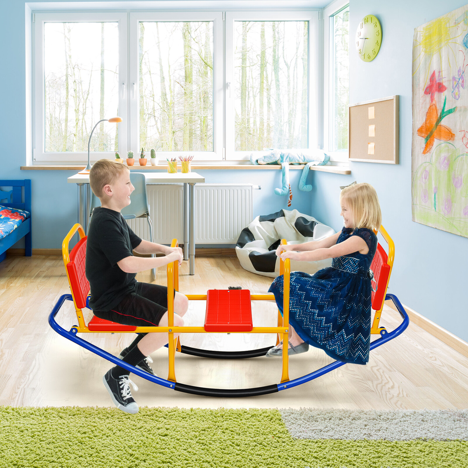 Costway Kids Teeter Totter Outdoor Teeter Totter Gift for Children Boys ...