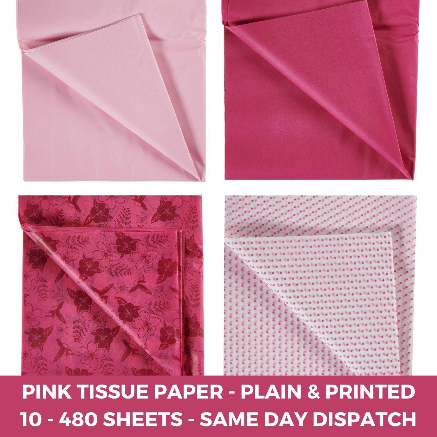 Pink Tissue Paper Sheets - Large Acid Free 50x75 Plain & Printed Polka ...