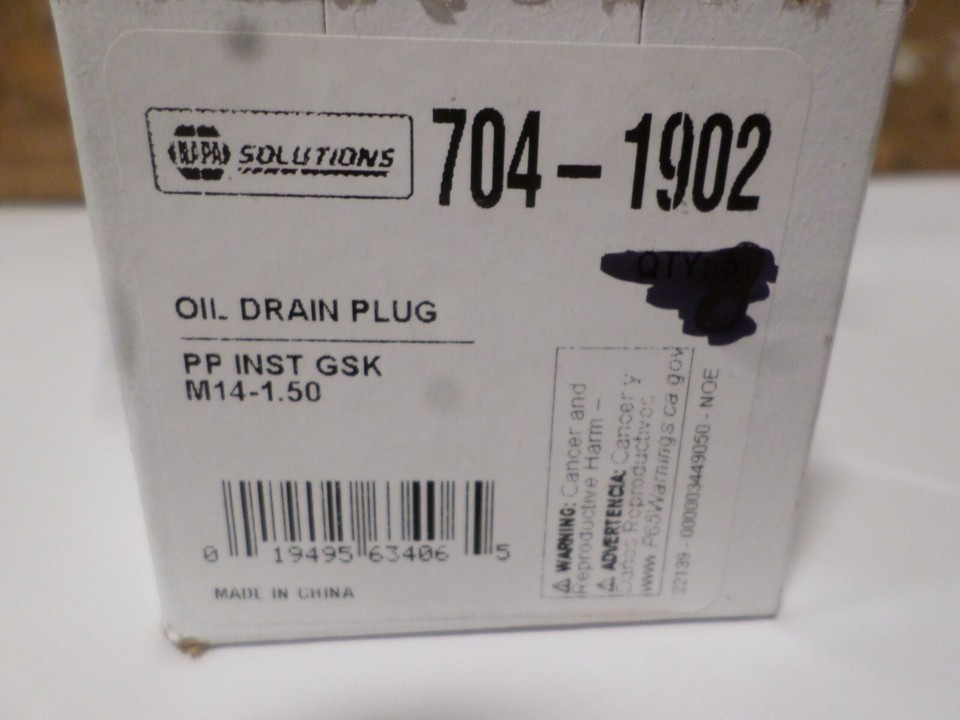 NOS Napa 704-1902 090-937CD Oil Drain Plug Pilot Point M14-1.5, Head ...