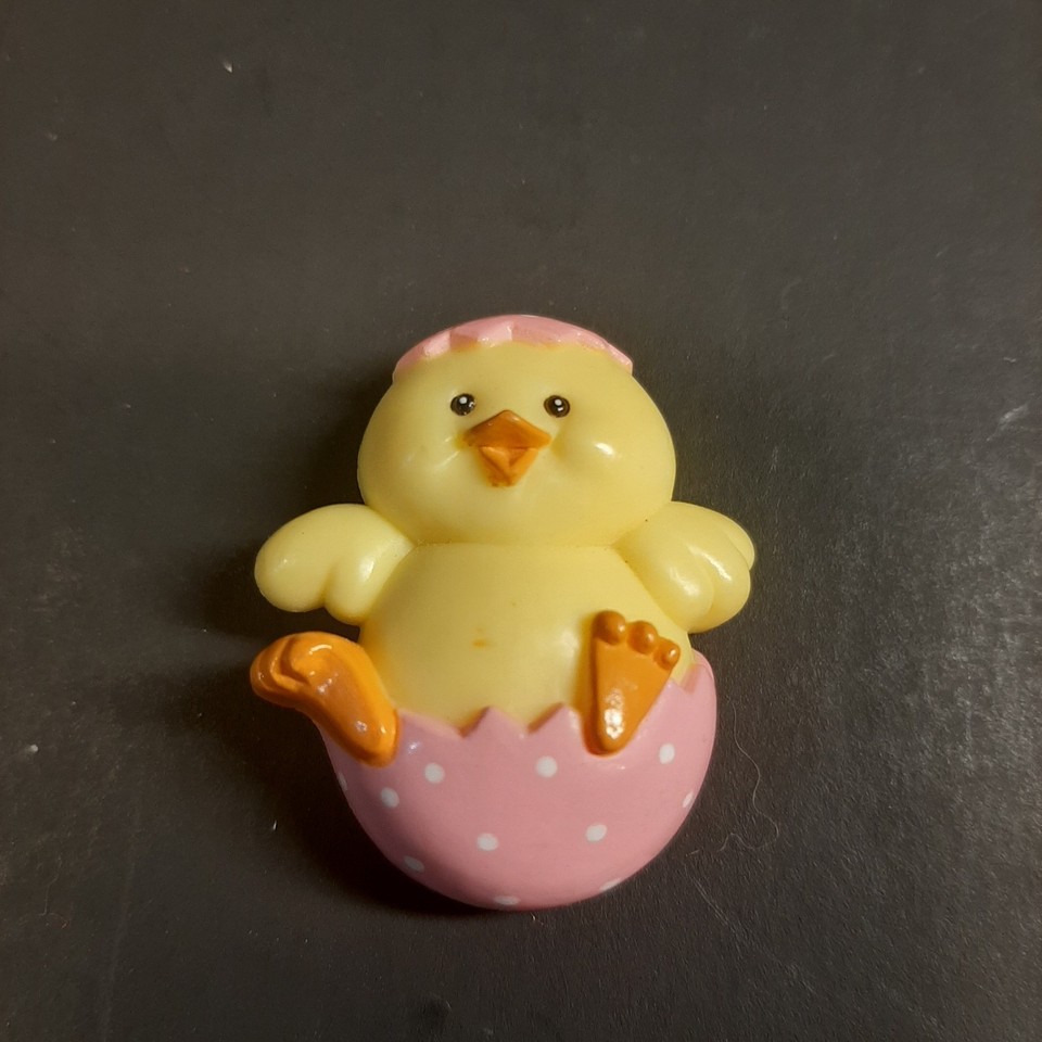 Vintage Easter Chick In Egg Russ Pink Egg Yellow Chick Pin Brooch Kids ...