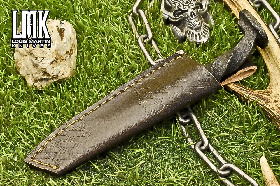 LMK Custom Rail Road Knife AUS-8 Steel Carbon Engraving Camping Razor ...