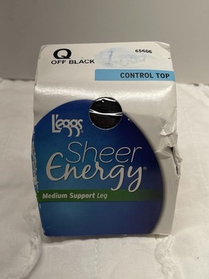 L’eggs Sheer Energy Pantyhose Size Q Off Black Control Top Medium ...