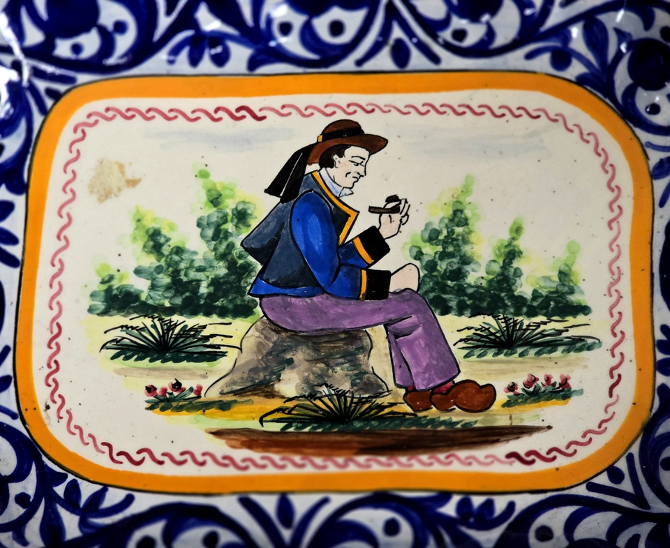 Large 12" Quimper France Pottery Ornate Tray Plate Artist Signed | eBay