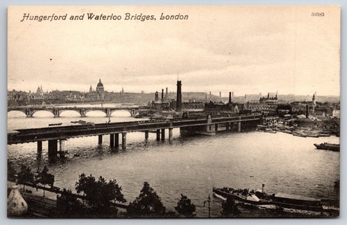 Hungerford and Waterloo Bridges, London Postcard NP VGC Valentine's | eBay