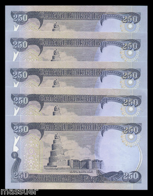 IRAQI DINAR 2500 10 X 250 DINAR NOTES CRISP UNCIRCULATED Foreign ...