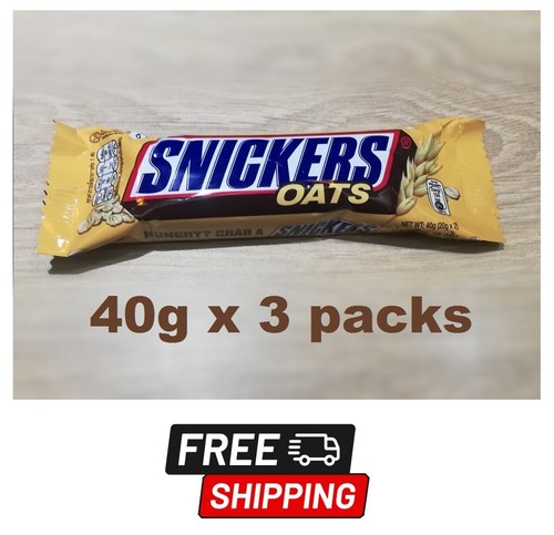 3 packs NEW SNICKERS OATS CHOCOLATE BAR PEANUT 40g Festive Snack FREE ...