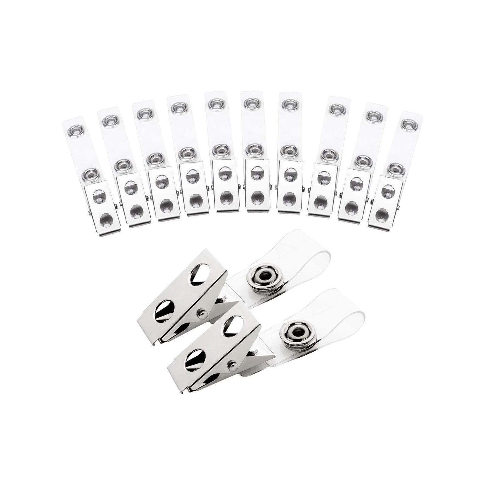 100x Metal ID Clips Double Hole Premium Durable with Clear | eBay