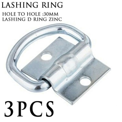 3 x Zinc Plated Lashing D Ring Hole to Hole 30mm Points Tie Down ...