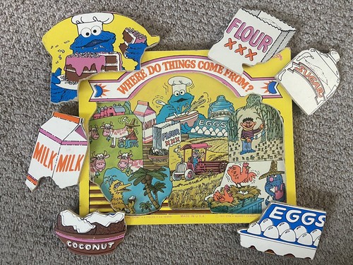 Vintage 1974 CTW Sesame Street Muppet Wooden Playskool Puzzle, Cookie ...