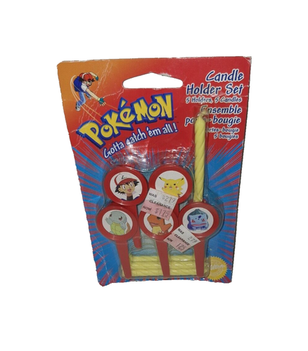 POKEMON BIRTHDAY PARTY CAKE CANDLE HOLDER SET NEW IN PACKAGE VINTAGE ...