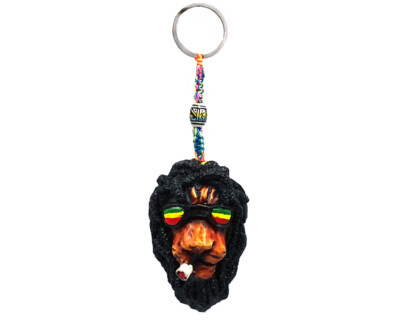 Smoking Rasta Lion Handmade 3D Keychain Macramé Metal Keyring Car Bag ...