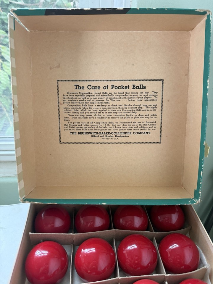 Brunswick Centennial Vintage Snooker Balls Pool Billiard Pocket Set 16 ...