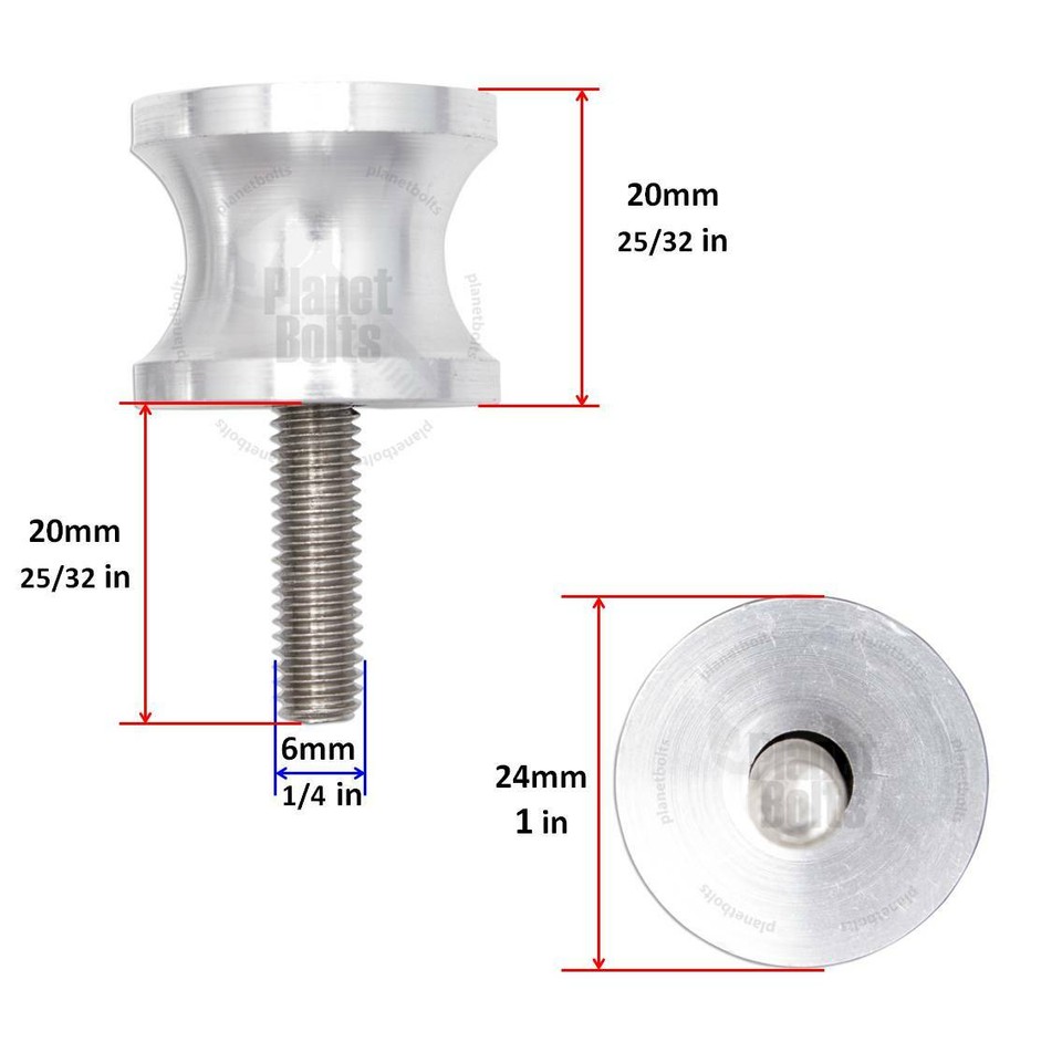 Silver Micro Swingarm Stand Spools For Yamaha YZF R6 R1 Holder 6mm ...