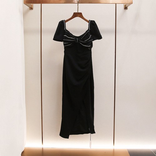 Self-Portrait Womens Diamond Bow Square Neck Split Hip Wrap Dress | eBay