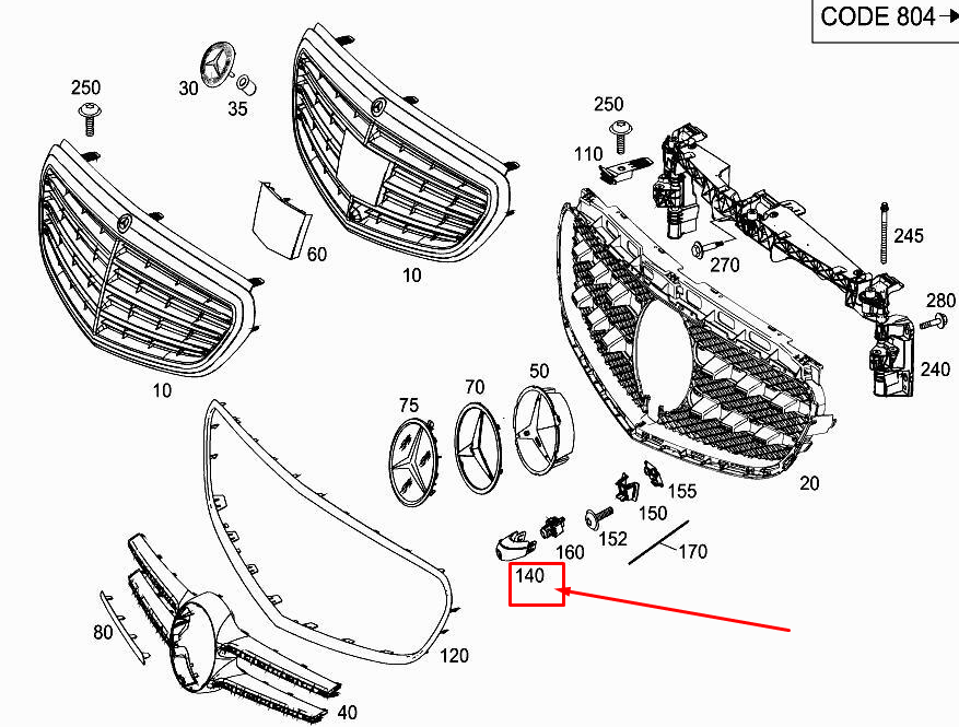 MERCEDES-BENZ E W212 Front Reversing Camera Trim A2128880100 NEW ...