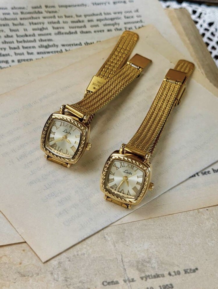 Gold Vintage Style Women’s Elegant French Inspired Square Wrist Watch ...