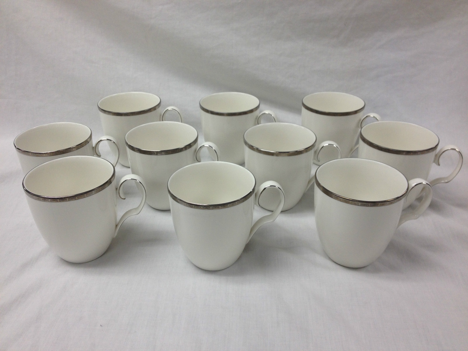 Noritake Coffee Mugs 4.5" (Set of 10) #7981 Cascade Platinum Sri Lanka ...