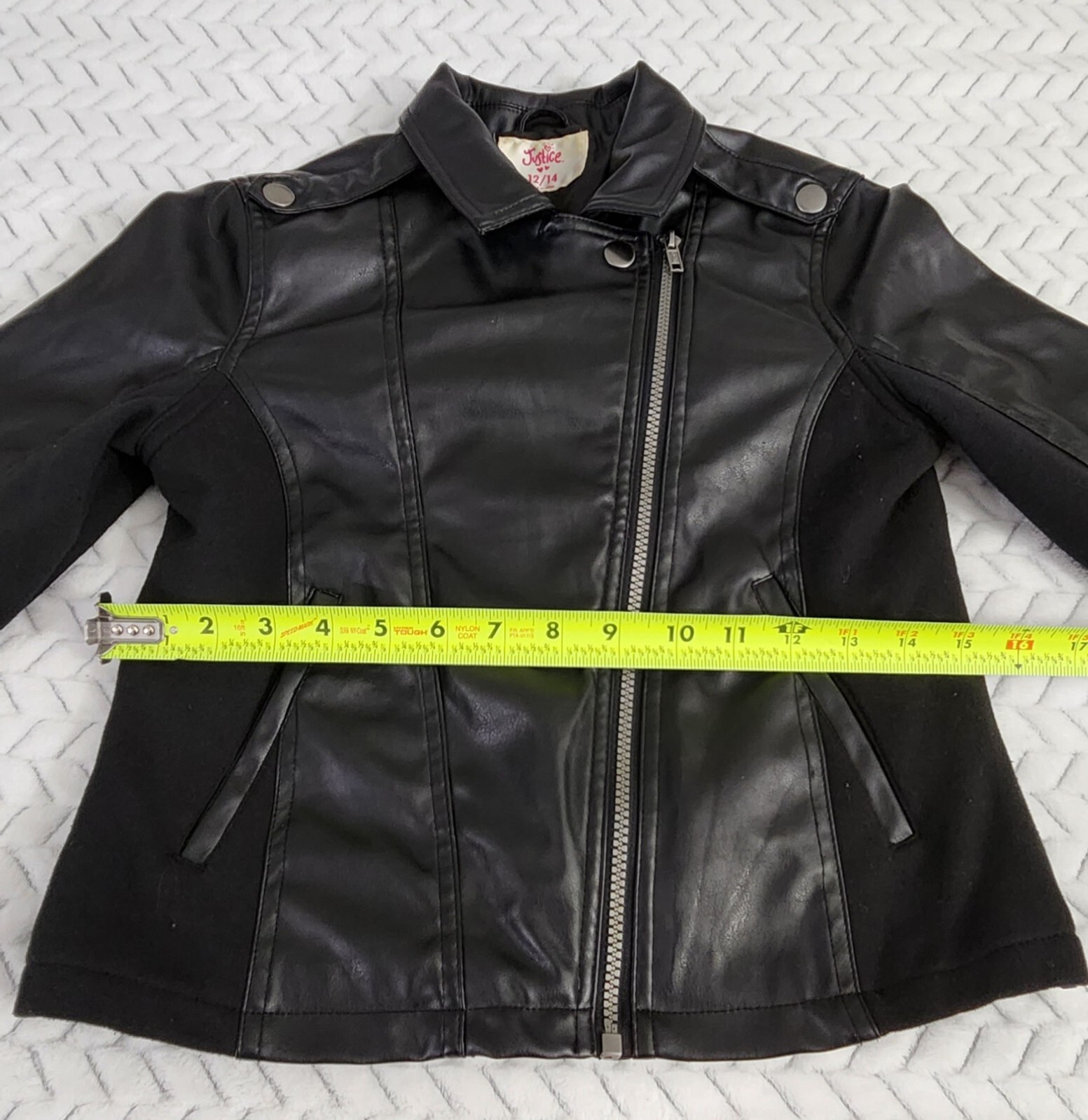 Justice Faux Leather Girls Run The World Moto Jacket Girls Size 12/14 ...