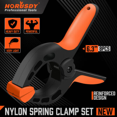 HORUSDY 8Pc Spring Clamp Set Quick Grip Plastic Non-Slip Nylon Clips ...