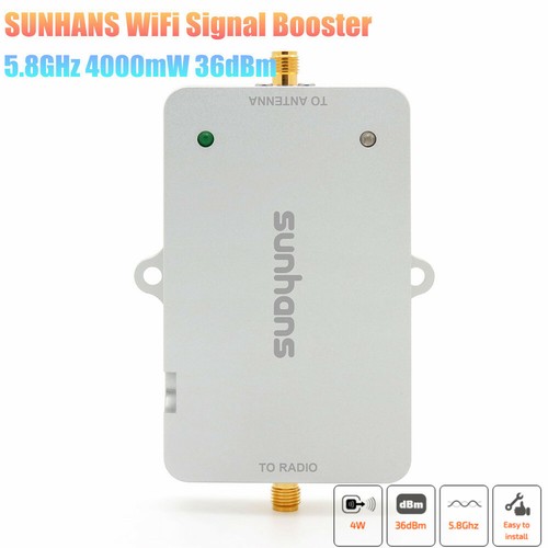 Sunhans 5.8GHz 4000mW 36dBm 11a/n WiFi Signal Booster Monitor Wireless ...