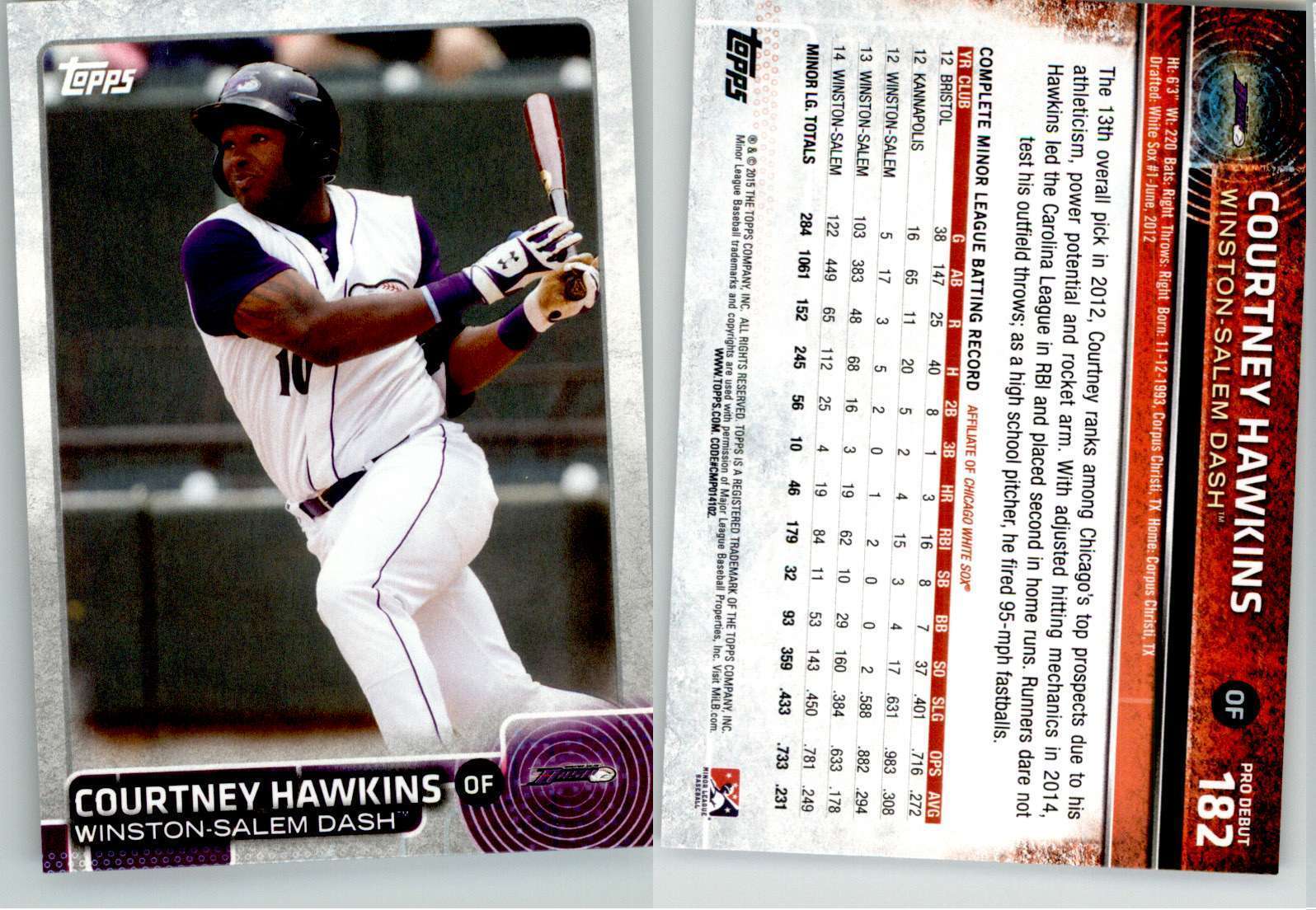 Courtney Hawkins 2015 Topps Pro Debut #182 Winston-Salem Dash | eBay