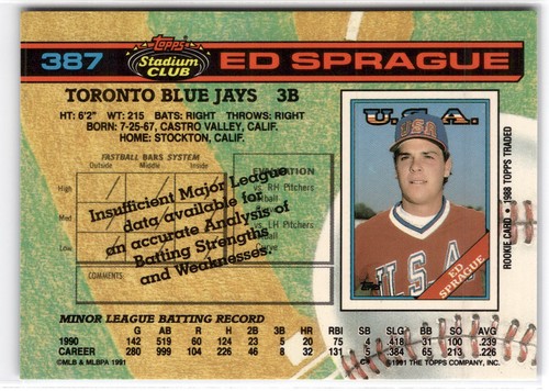 1991 Stadium Club #387 Ed Sprague | eBay