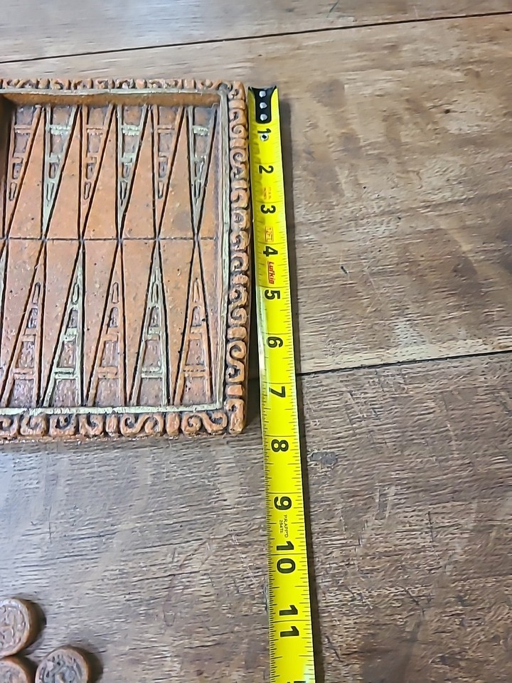 Vtg 70s Mayan Aztec Wood Imitation Stone Backgammon Board 30 Mayan Face ...