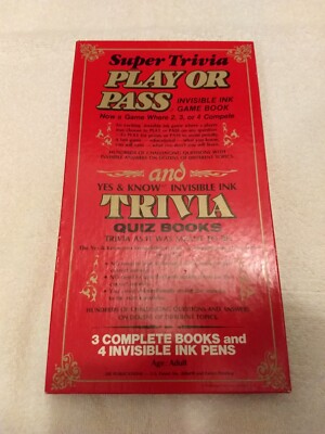 Vintage Super Trivia Play or Pass Invisible Ink Pen/Trivia Book Game ...