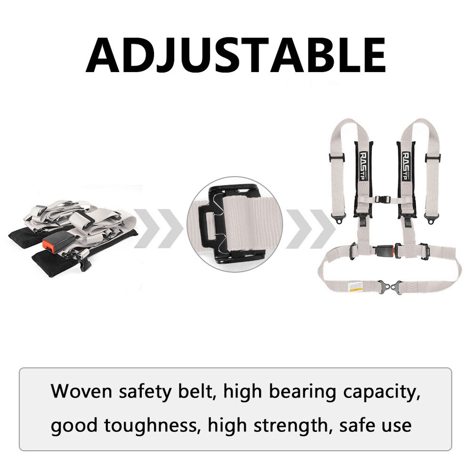 Gray 2inch 4-Point Harness Quick Release Safety Seat Belt+1Pair ...