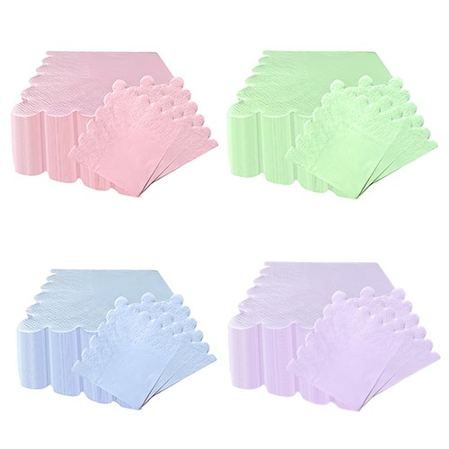 100pcs Pastel Rainbow Cocktail Napkin 2 Ply 5 x 5 Inch Paper Scallop ...