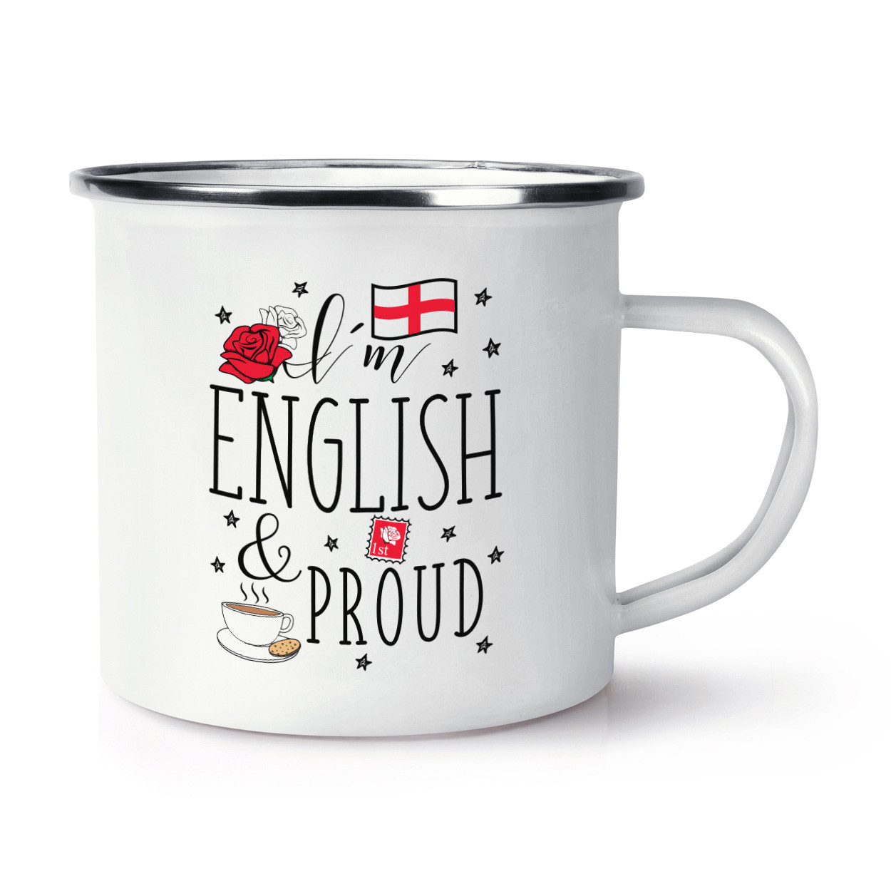 I'm English And Proud Retro Enamel Mug Cup - Rugby England Flag ...
