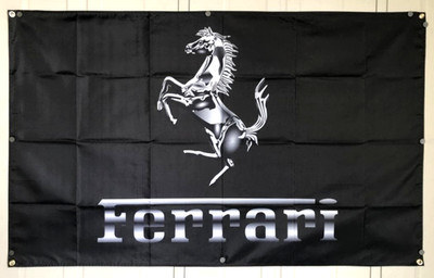 Flag Banner Poster Tapestry Promotional Item Black × Silver for Ferrari ...