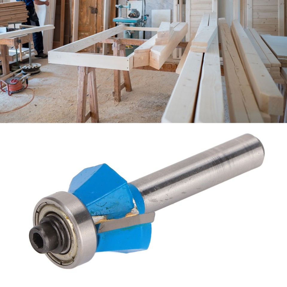 Router Bit 45 Degree 1/4in Round Shank Chamfer Tool With Topring(1/4*1/ ...