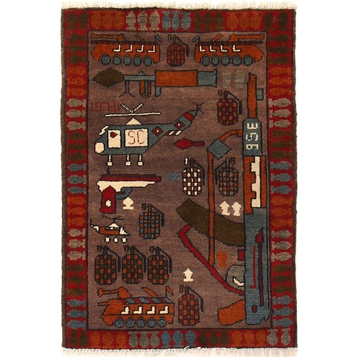 Handmade Afghan Oriental AK-47 New Traditional War Rug 1' 11 x 2' 11 ft ...