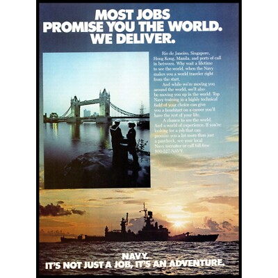 1985 US Navy Recruiter Recruitment Vintage Print Ad See the World Wall ...