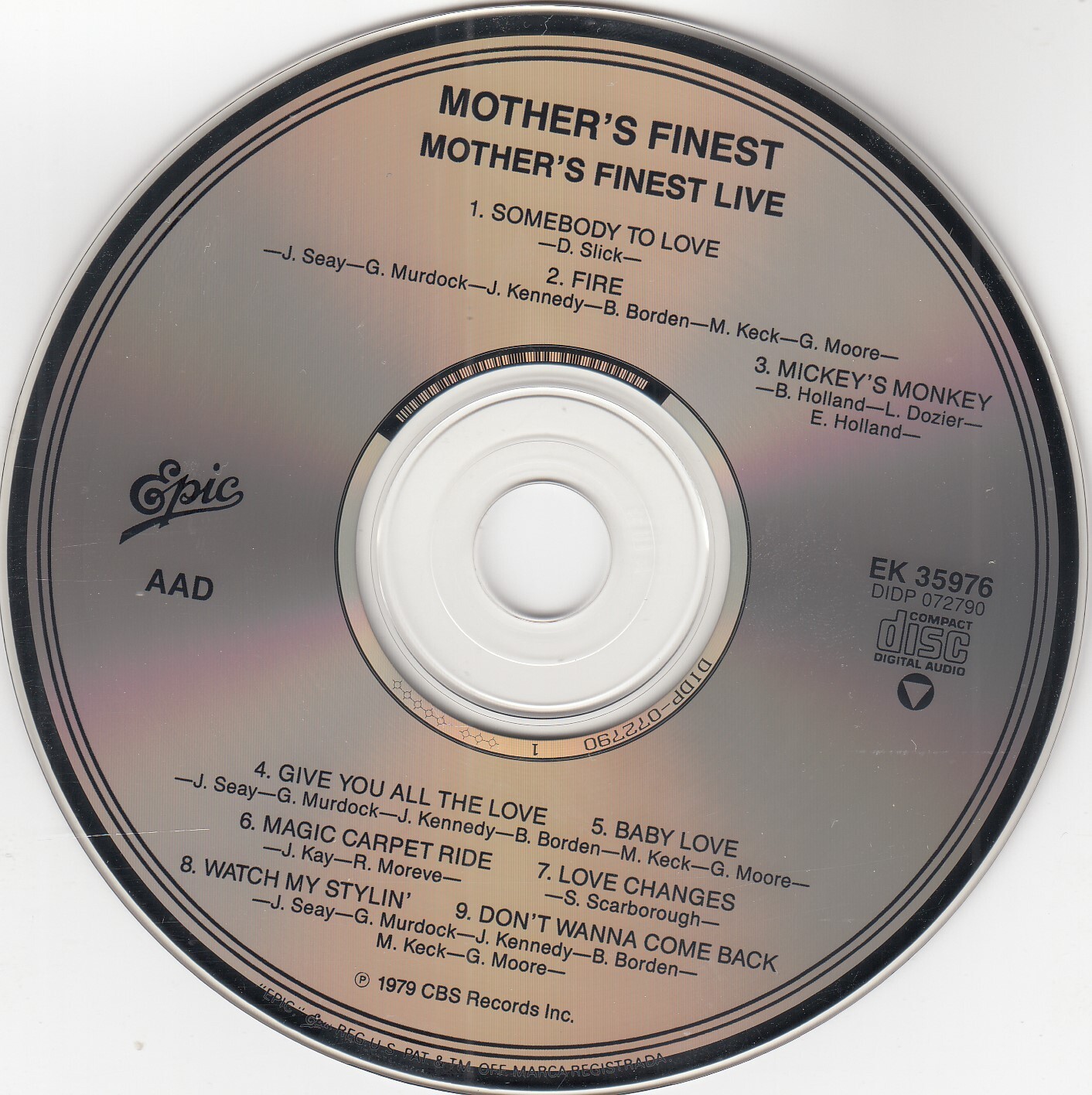 Mother's Finest - Live (CD, 1990) EPIC EK 35976 EARLY DADC PRESS ...
