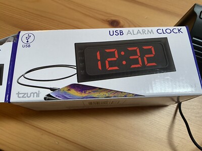 Tzumi USB Digital Alarm Clock with USB charging outlet on back | eBay