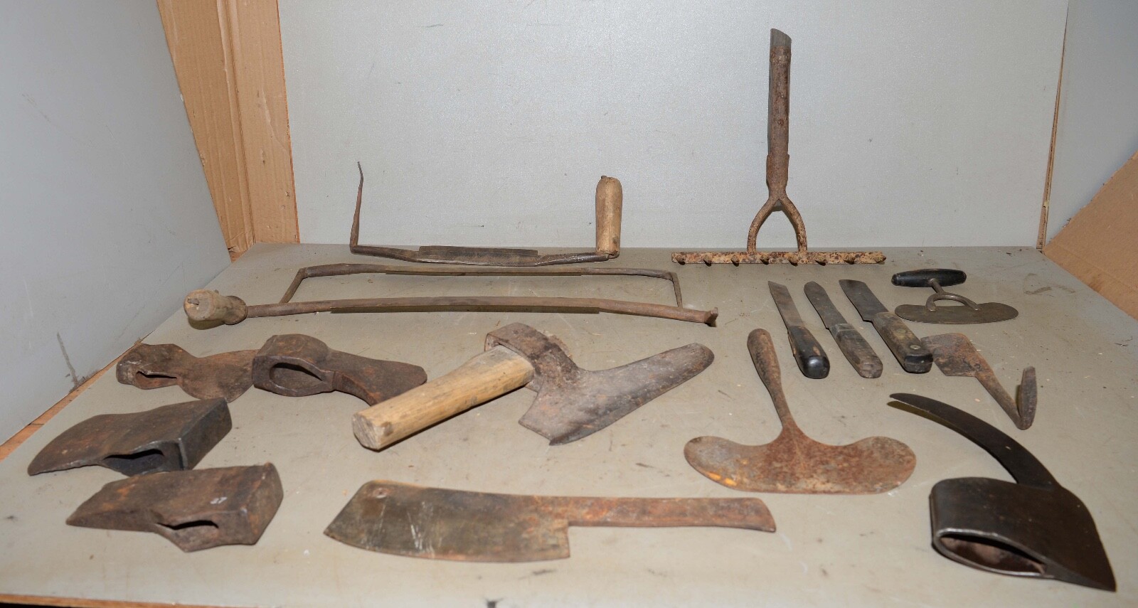 Whaling tool lot scrapers forged rake axe & knives cleavers collectible ...
